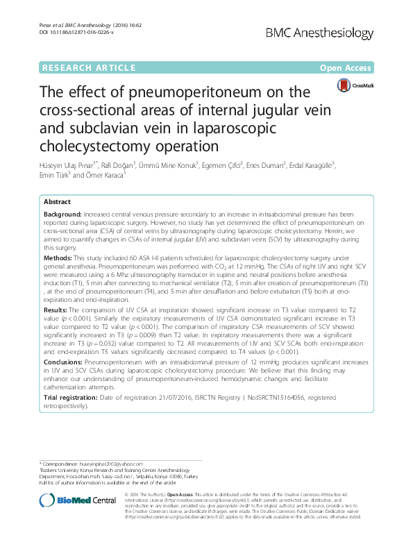 (PDF) The effect of pneumoperitoneum on the cross-sectional areas of ...