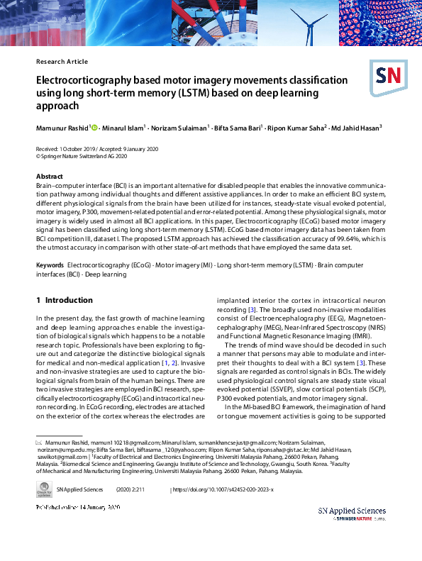 (PDF) Electrocorticography based motor imagery movements classification using long short-term ...