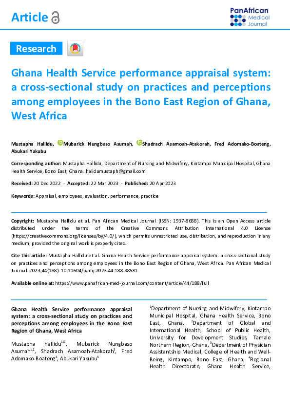 (PDF) Ghana Health Service performance appraisal system: a cross ...