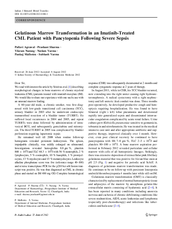 (PDF) Gelatinous Marrow Transformation in an Imatinib-Treated CML ...