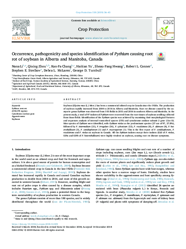 (PDF) Occurrence, pathogenicity and species identification of Pythium ...