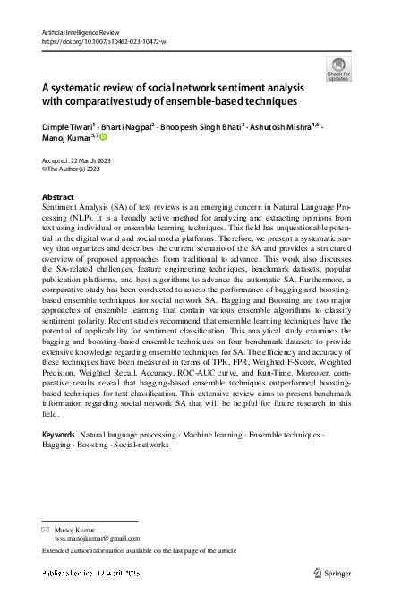 (PDF) A systematic review of social network sentiment analysis with comparative study of ...