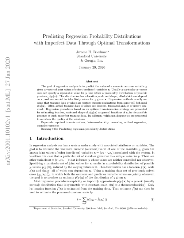(PDF) Predicting Regression Probability Distributions with Imperfect Data Through Optimal ...