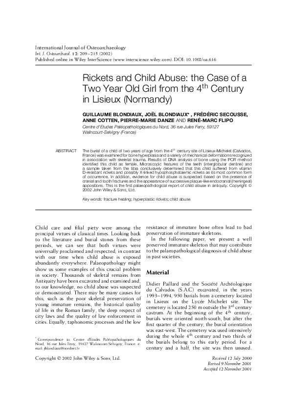 (PDF) Rickets and child abuse: the case of a two year old girl from the ...