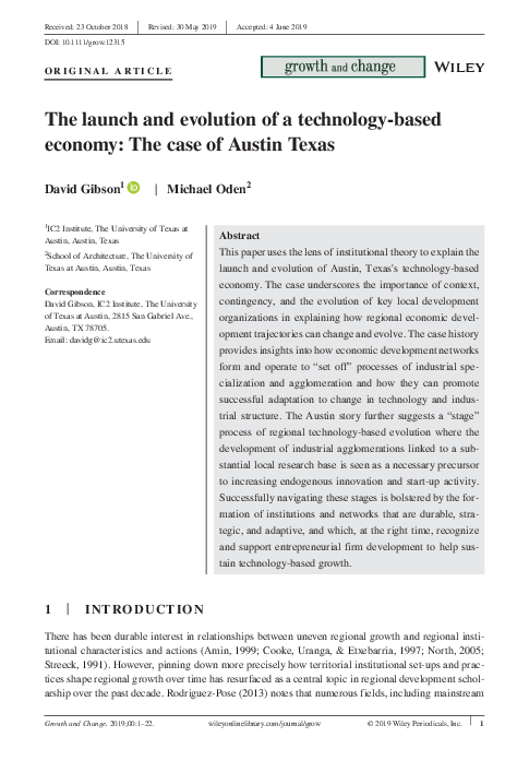 (PDF) The launch and evolution of a technology‐based economy: The case ...
