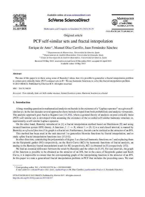 (PDF) PCF self-similar sets and fractal interpolation