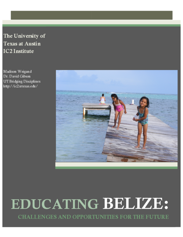 (PDF) Educating Belize: Challenges and Opportunities for the Future
