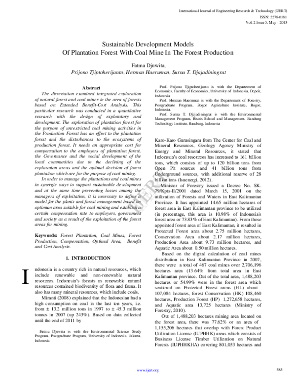 (PDF) Sustainable Development Models Of Plantation Forest With Coal ...