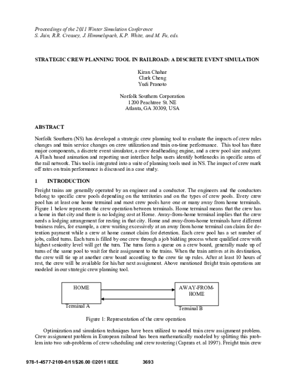 (PDF) Strategic crew planning tool in railroad: A discrete event simulation