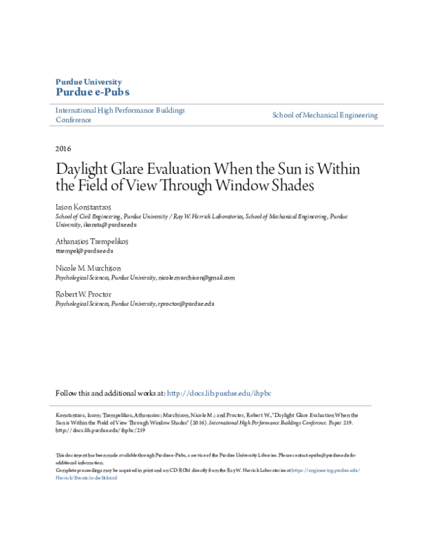(PDF) Daylight glare evaluation when the sun is within the field of ...