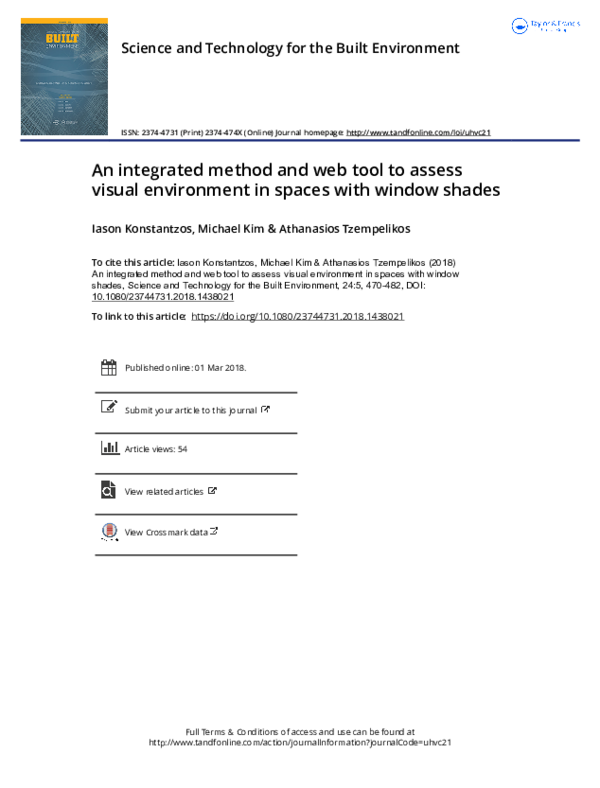 (PDF) An integrated method and web tool to assess visual environment in spaces with window shades