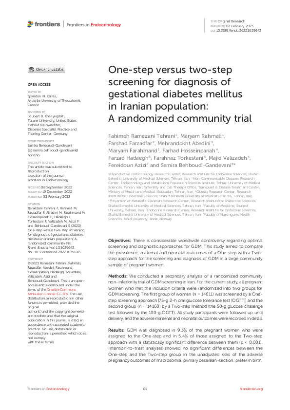 (PDF) One-step versus two-step screening for diagnosis of gestational ...