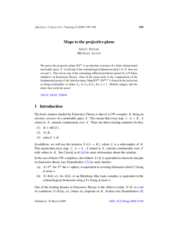 (PDF) Homotopy classes of strong surjections onto the real projective plane | Marcio Colombo ...