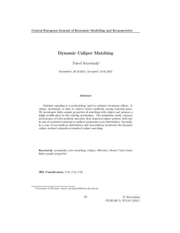 (PDF) Dynamic caliper matching