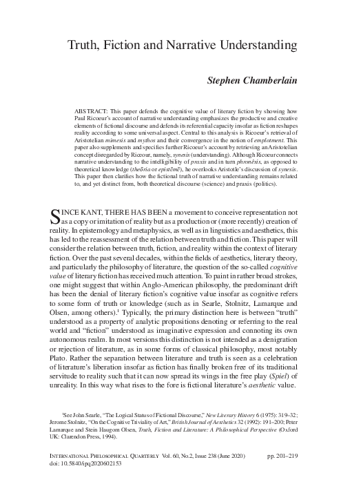 (PDF) Cognitive Value of Fictional Narrative