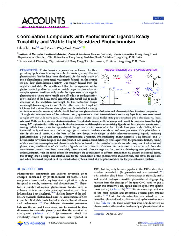 (PDF) Coordination Compounds with Photochromic Ligands: Ready ...