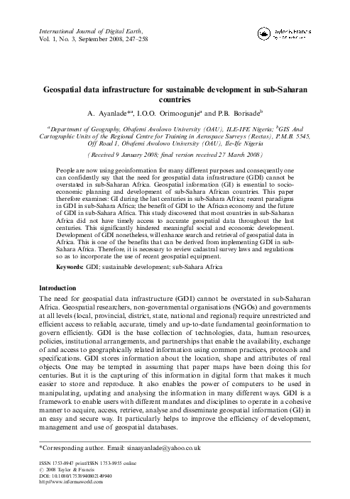 (PDF) Geospatial data infrastructure for sustainable development in sub ...