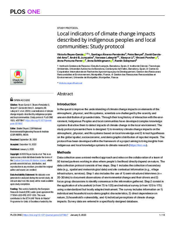 (PDF) Local indicators of climate change impacts described by ...