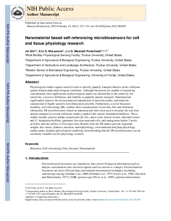 (PDF) Nanomaterial based self-referencing microbiosensors for cell and tissue physiology research