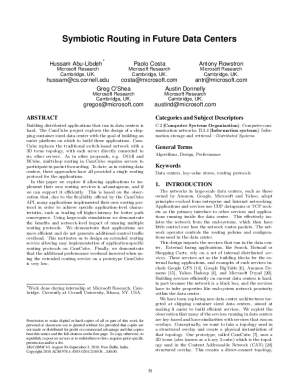 Pdf Symbiotic Routing In Future Data Centers