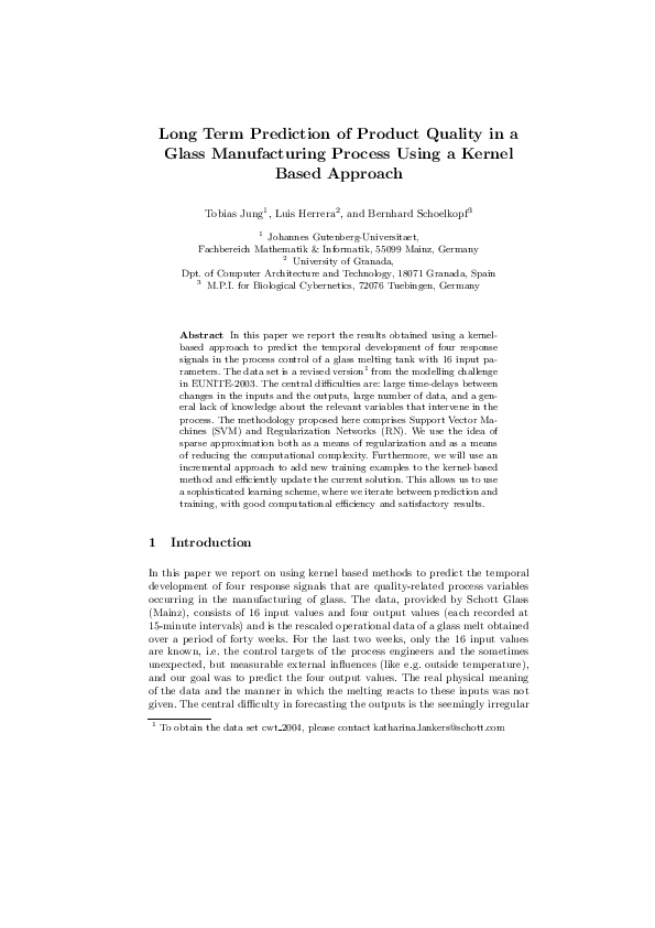 (PDF) Long Term Prediction of Product Quality in a Glass Manufacturing ...