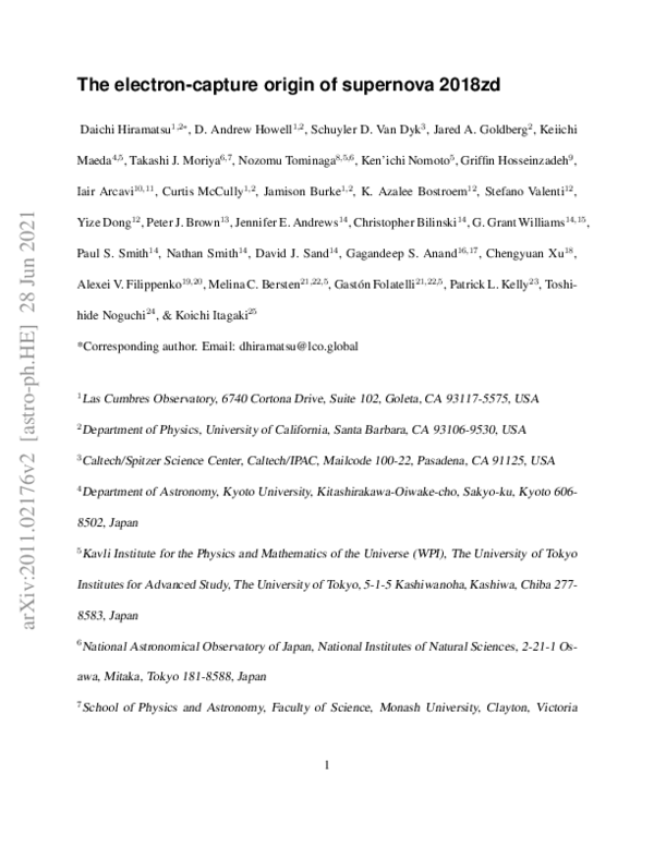 (PDF) The electron-capture origin of supernova 2018zd