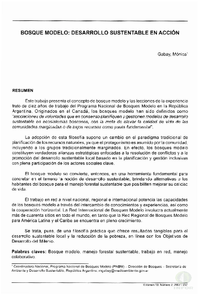 (PDF) Bosque modelo: desarrollo sustentable en acción = Model forest ...