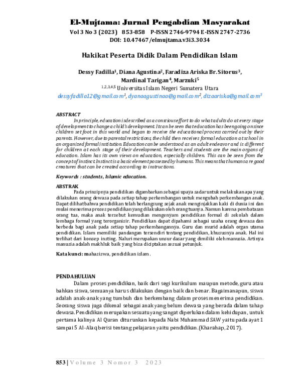 (PDF) Hakikat Peserta Didik Dalam Pendidikan Islam