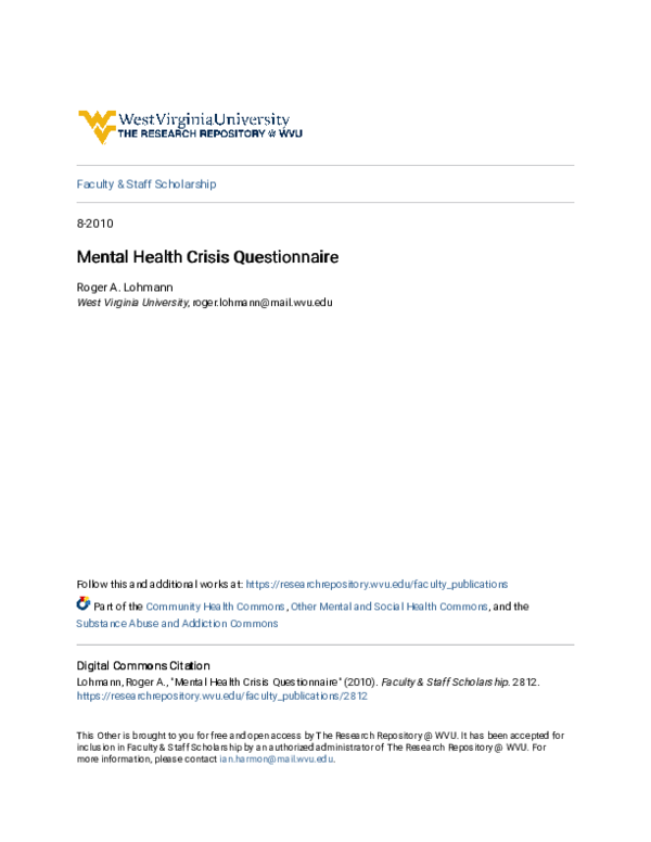 (PDF) Mental Health Crisis Questionnaire