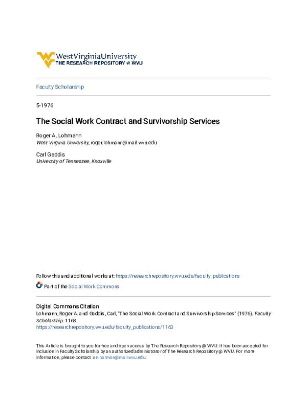 (PDF) Social Work Contract and Survivorship Services