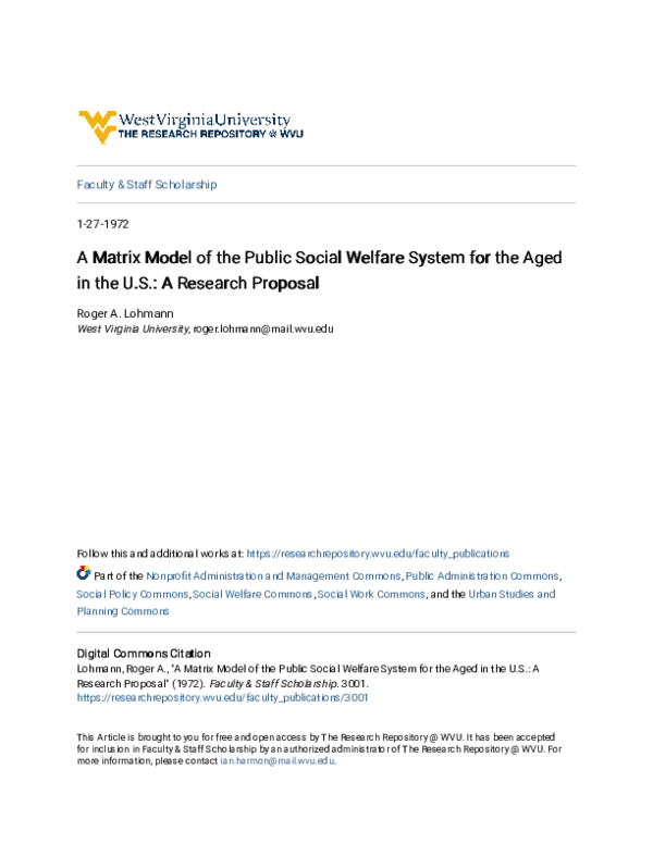 (PDF) A Matrix Model of the Public Social Welfare System for the Aged ...