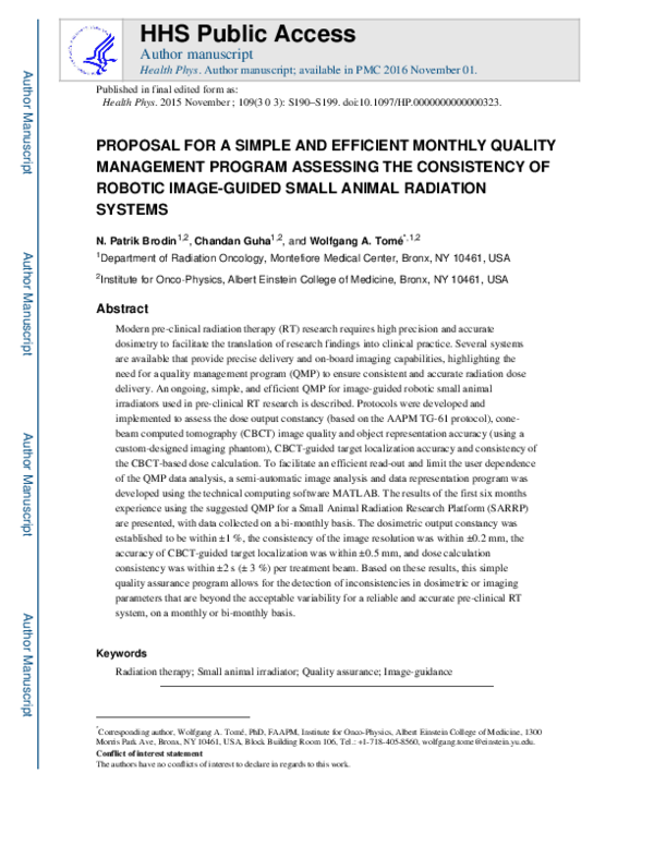 (PDF) Proposal for a Simple and Efficient Monthly Quality Management ...