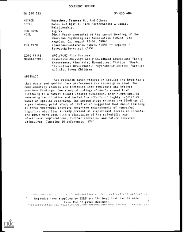 (PDF) Music and Spatial Task Performance: A Causal Relationship
