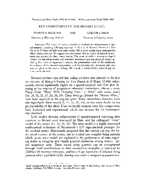 (PDF) Key Components of the Mozart Effect