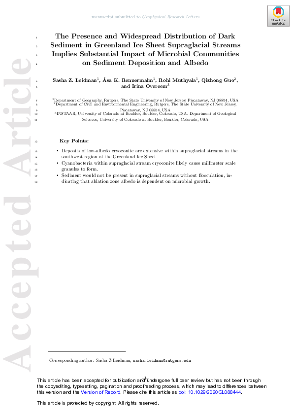 (PDF) The Presence and Widespread Distribution of Dark Sediment in ...