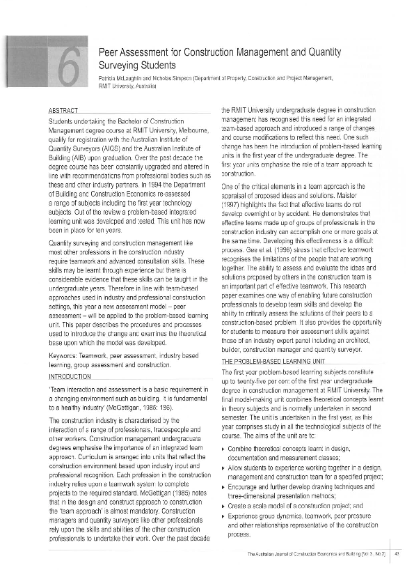 (PDF) Peer Assessment for Construction Management and Quantity ...