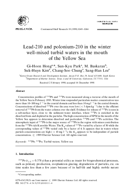 (PDF) Lead-210 and polonium-210 in the winter well-mixed turbid waters ...