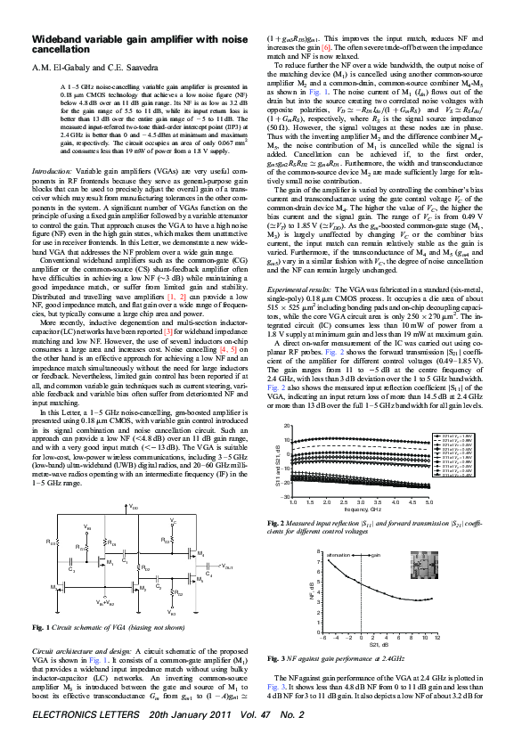 (PDF) Wideband variable gain amplifier with noise cancellation