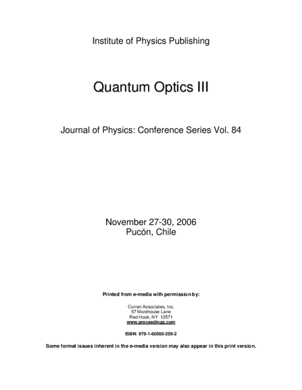(PDF) Quantum Optics III