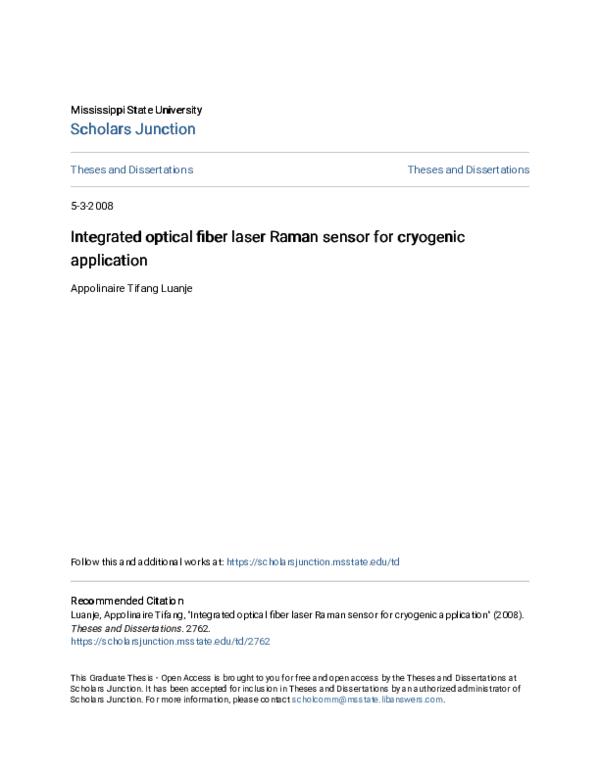 (PDF) Integrated optical fiber laser Raman sensor for cryogenic application