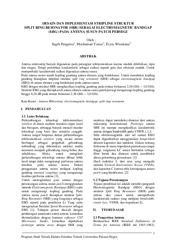 (PDF) Desain Dan Implementasi Stripline Struktur Split Ring Resonator ...