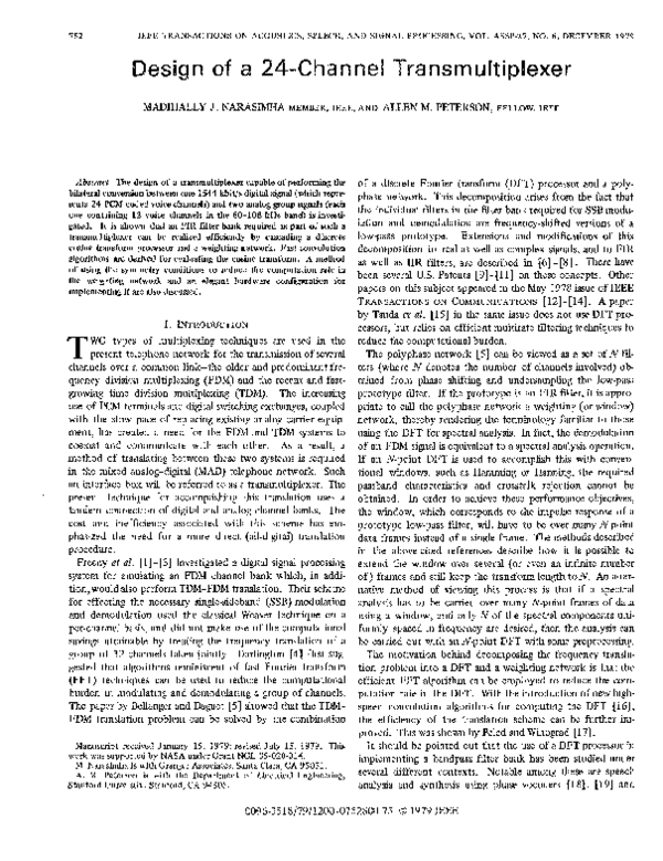 (PDF) Design of a 24-channel transmultiplexer
