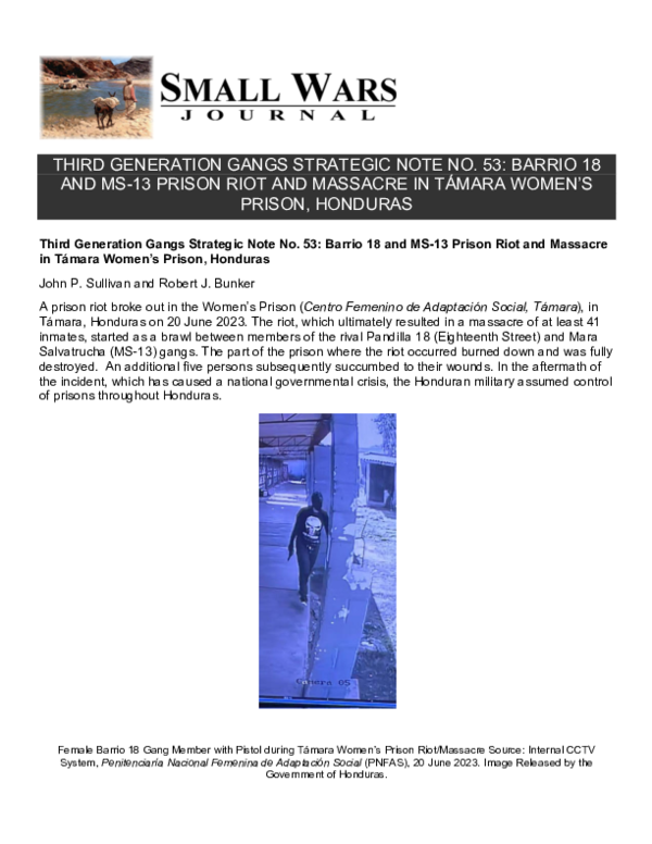 (PDF) Third Generation Gangs Strategic Note No. 53: Barrio 18 and MS-13 ...