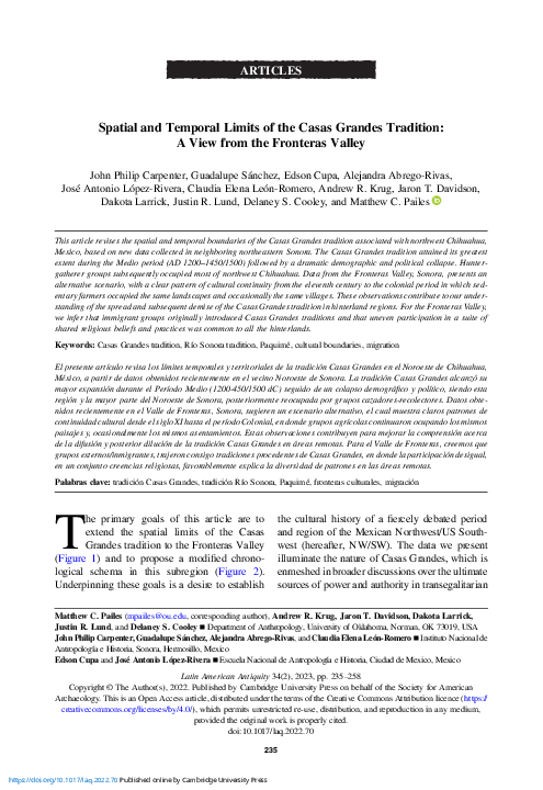 (PDF) Spatial and Temporal Limits of the Casas Grandes Tradition: A ...