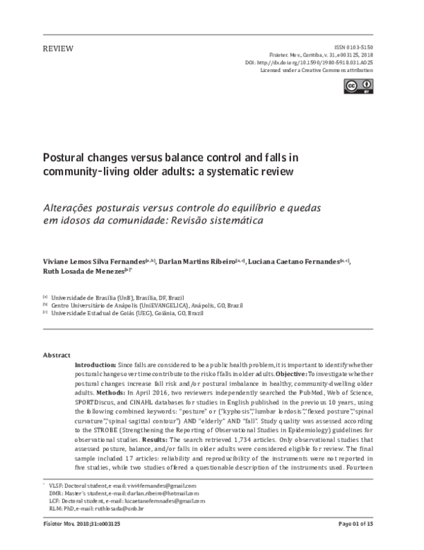 (PDF) Postural changes versus balance control and falls in community ...