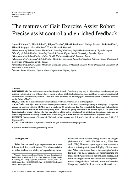 (PDF) Gait Exercise Assist Robot: Enhancing Mobility