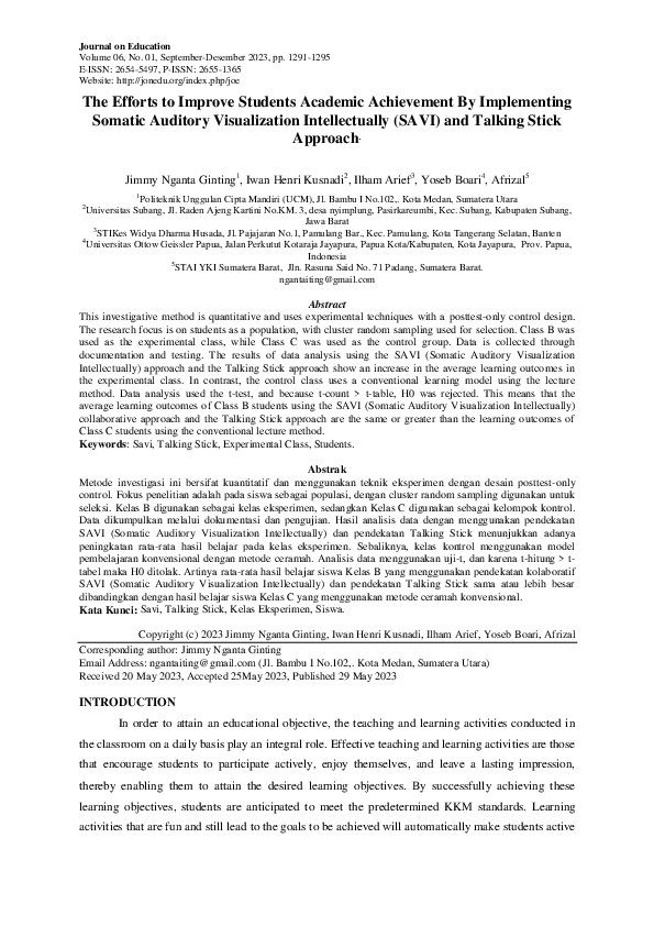 (PDF) The Efforts to Improve Students Academic Achievement By Implementing Somatic Auditory ...
