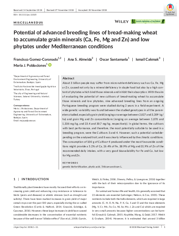 (PDF) Potential of advanced breeding lines of bread‐making wheat to ...