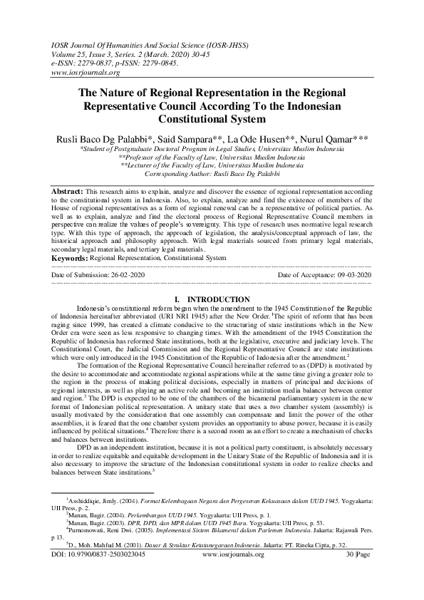 (PDF) The Nature of Regional Representation in the Regional ...