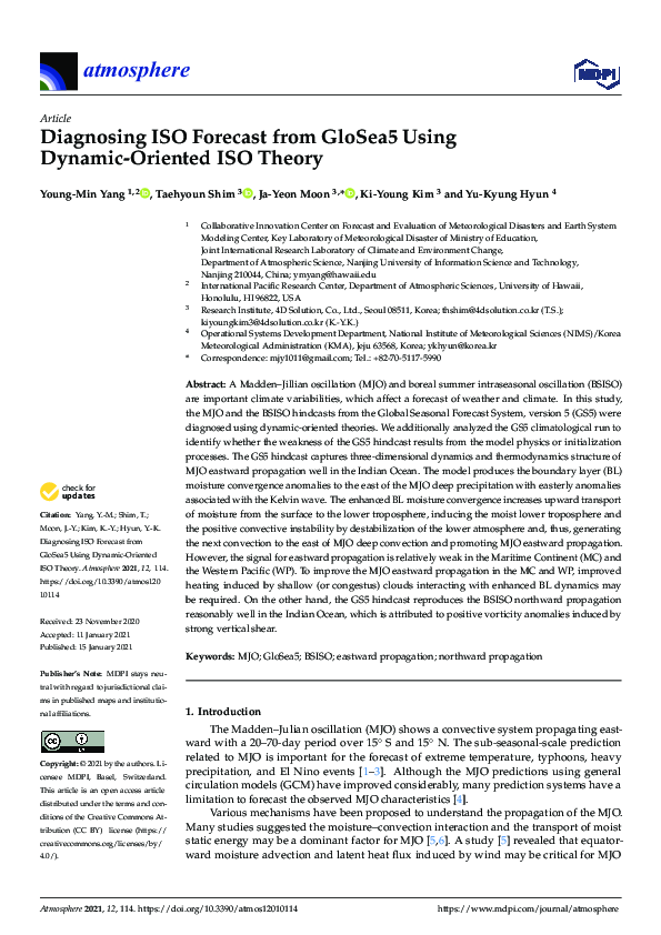 (PDF) Diagnosing ISO Forecast from GloSea5 Using Dynamic-Oriented ISO ...